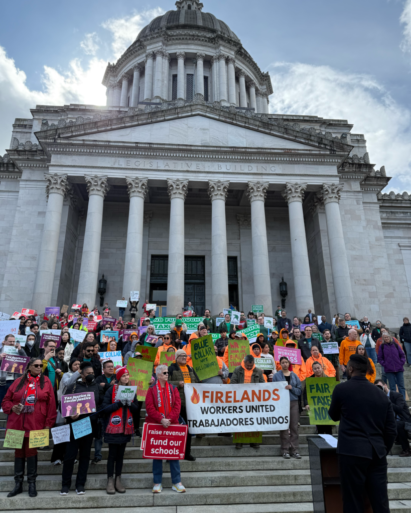 Workers rally for revenue — The STAND