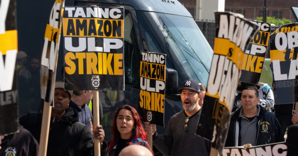 Amazon Teamsters picket in LA, NYC — The STAND