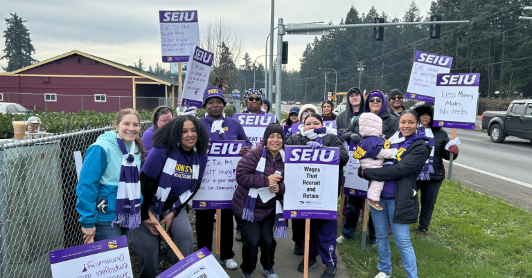300 healthcare workers picket for good wages, stable benefits — The STAND