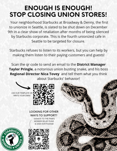 Tell Starbucks: Stop union-busting closures
