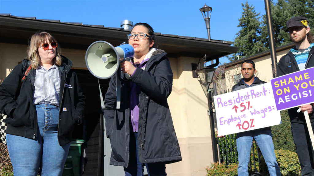 Assisted living workers seek living wages at Aegis Living