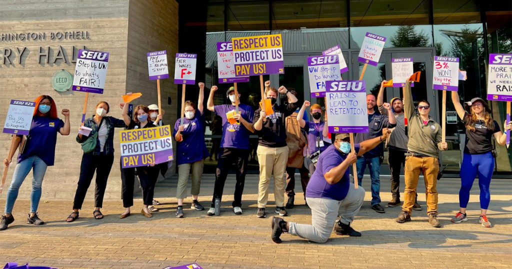 UW staffers picket at all campus sites for a fair contract